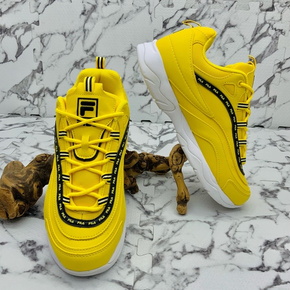 Fila | Shoes | Mens Fila Ray Repeat Yellow Black White Sneakers | Poshmark